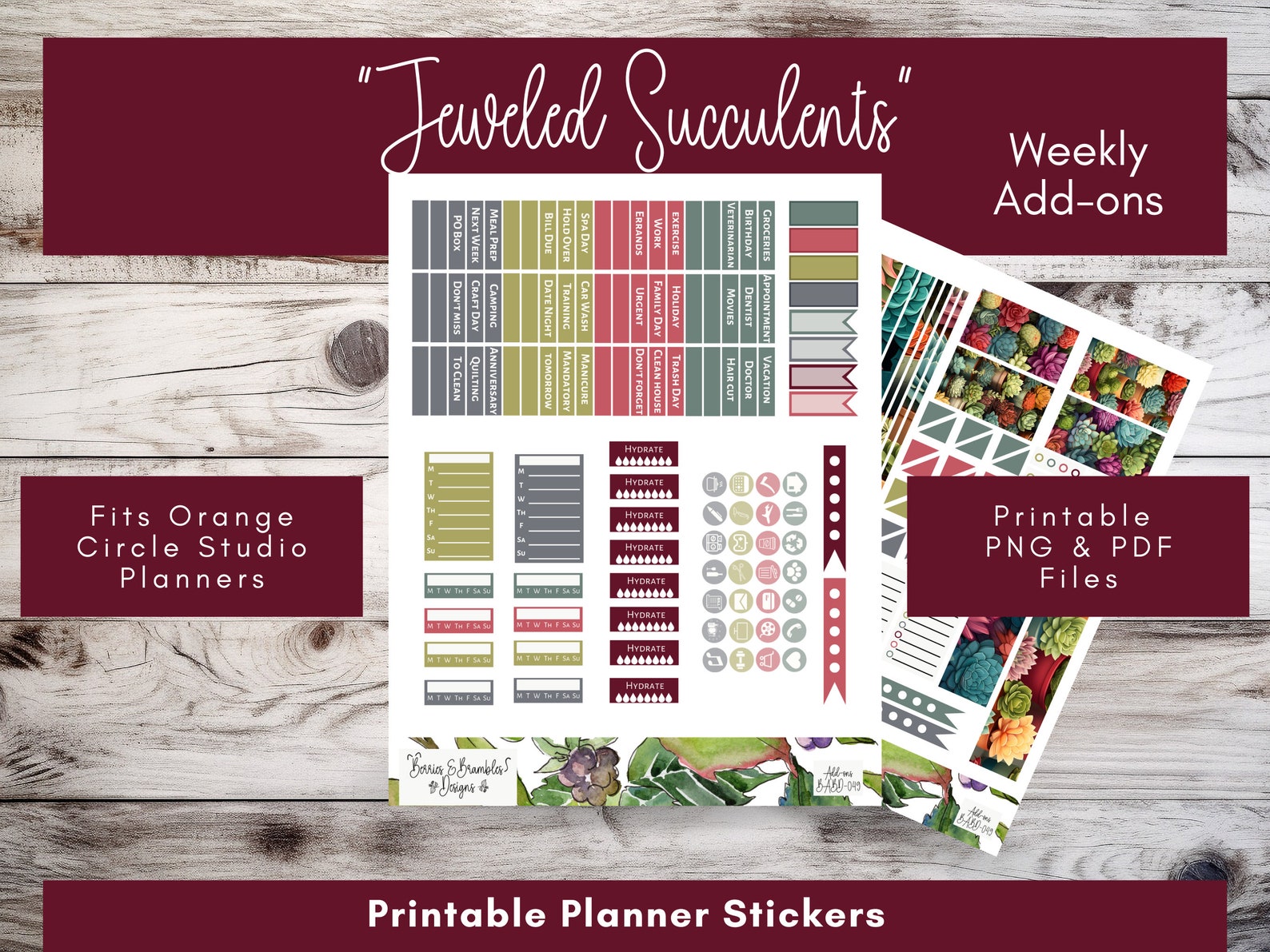 Planner Sticker Weekly Kit Printable Template Digital Sticker Sheet ...