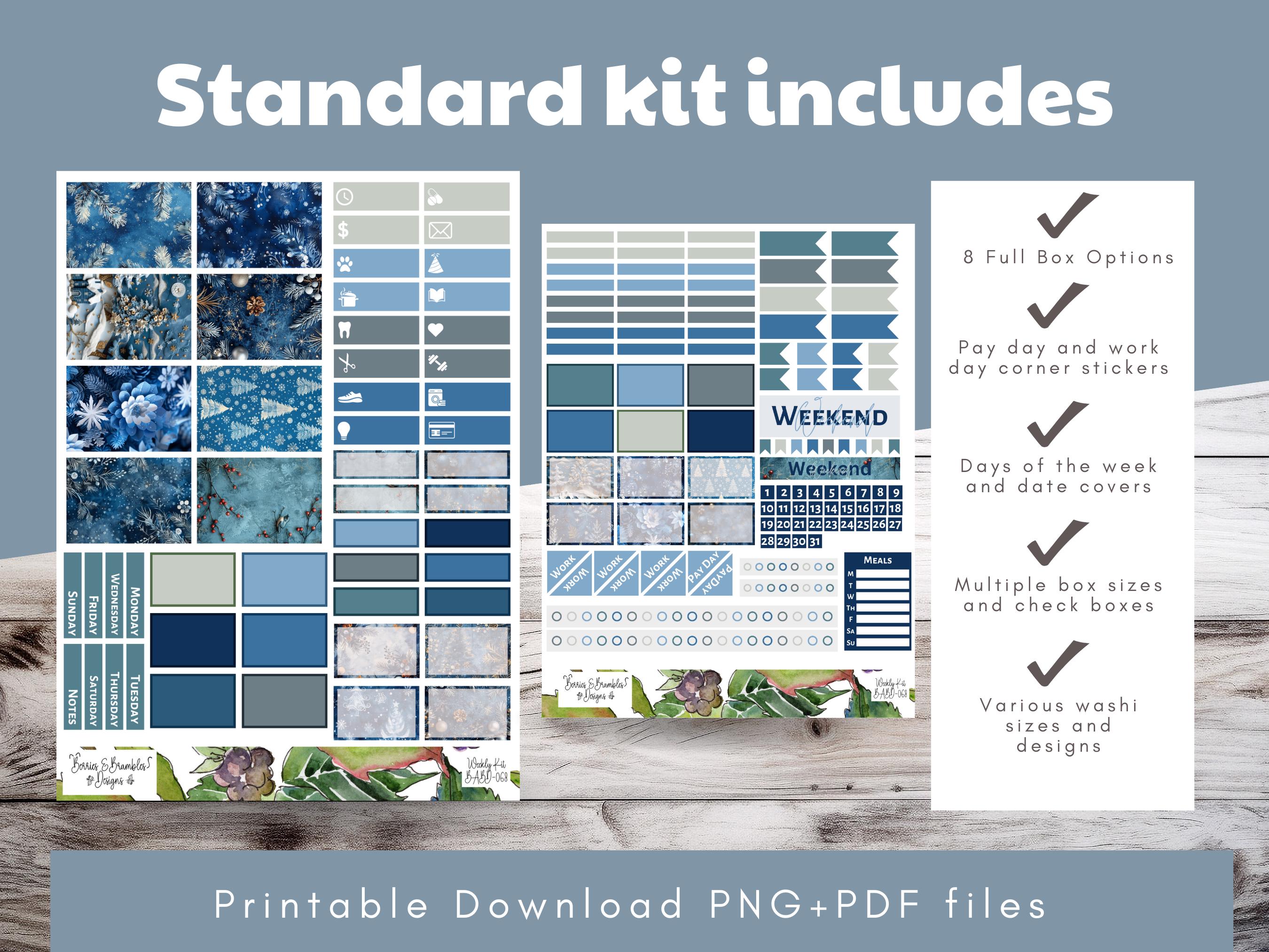 Planner Sticker Weekly Kit Printable Template Digital Sticker Sheet ...