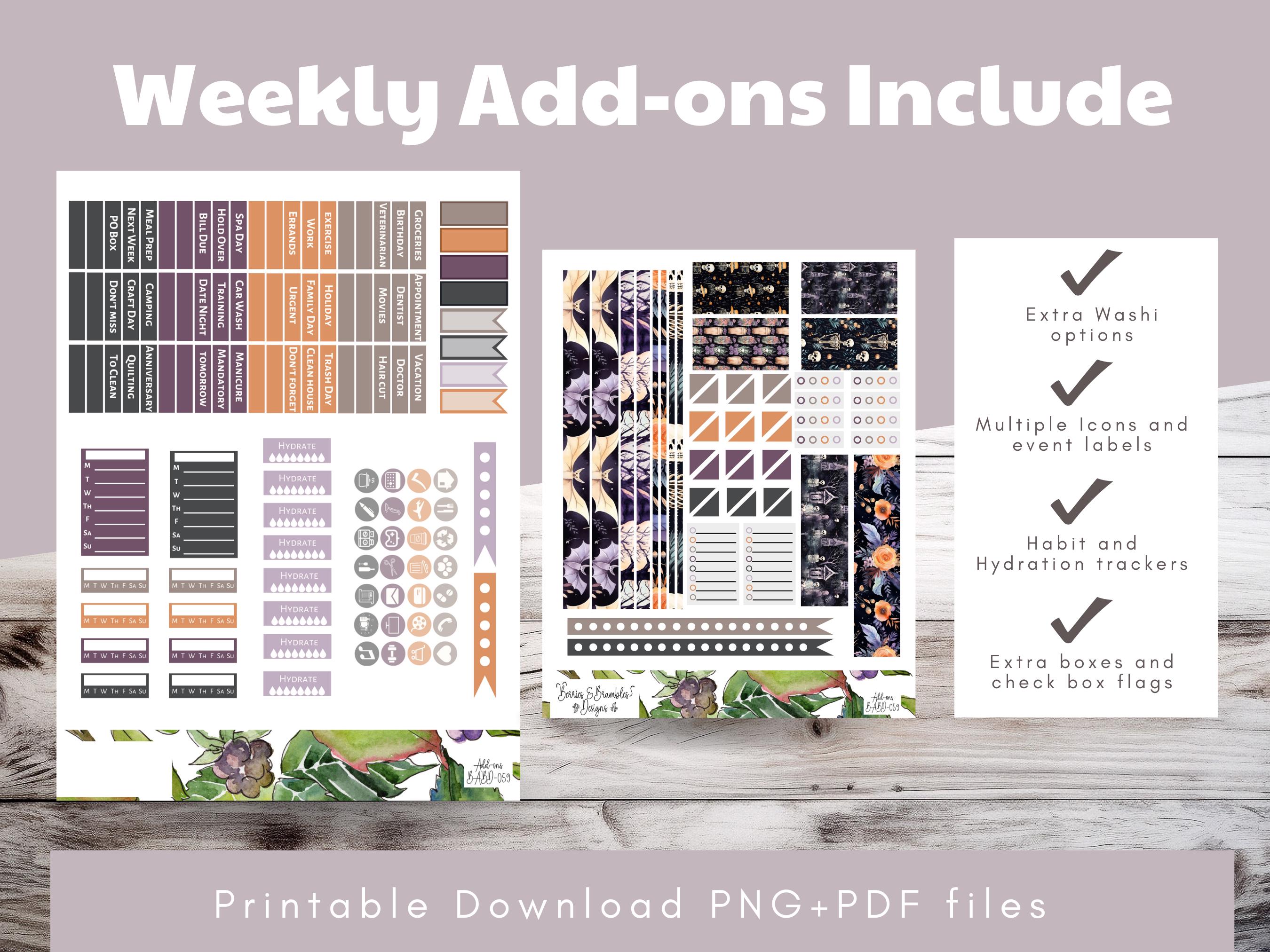 Planner Sticker Weekly Kit Printable Template Digital Sticker Sheet ...