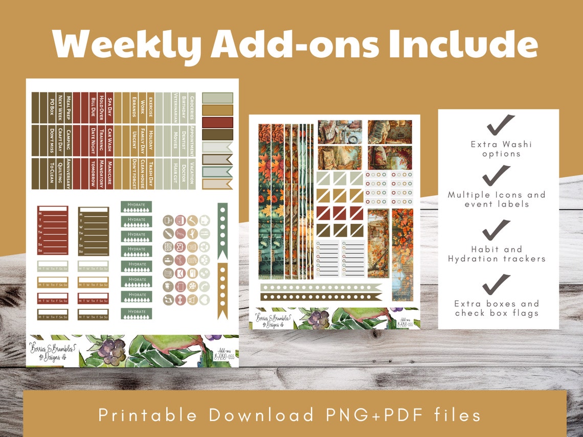 Planner Sticker Weekly Kit Printable Template Digital Sticker Sheet ...