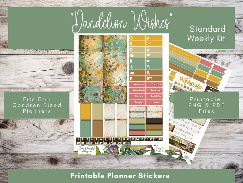Planner Sticker Weekly Kit Printable Template Digital Sticker Sheet ...