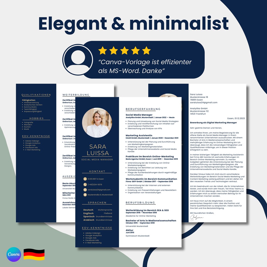 Elegant & Minimalist Resume Tabular CV Letter of Motivation and Cover ...