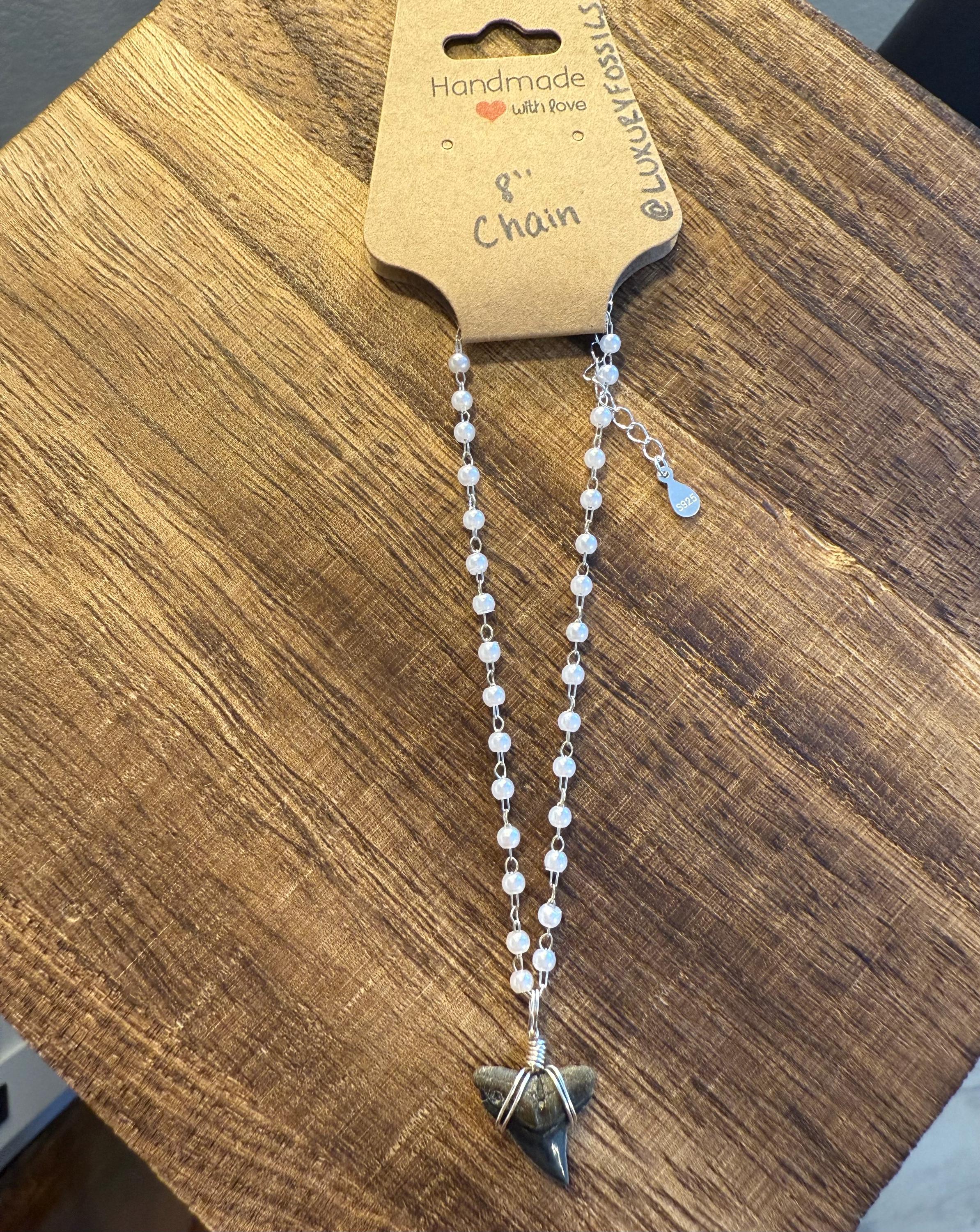 Pearl Shark Tooth Anklet - Etsy