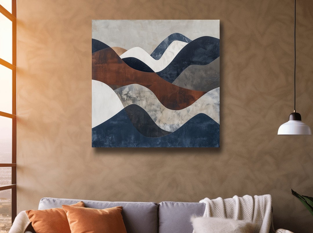 Modern Abstract Art, Rolling Mountain Patterns Wall Art Painting Canvas ...