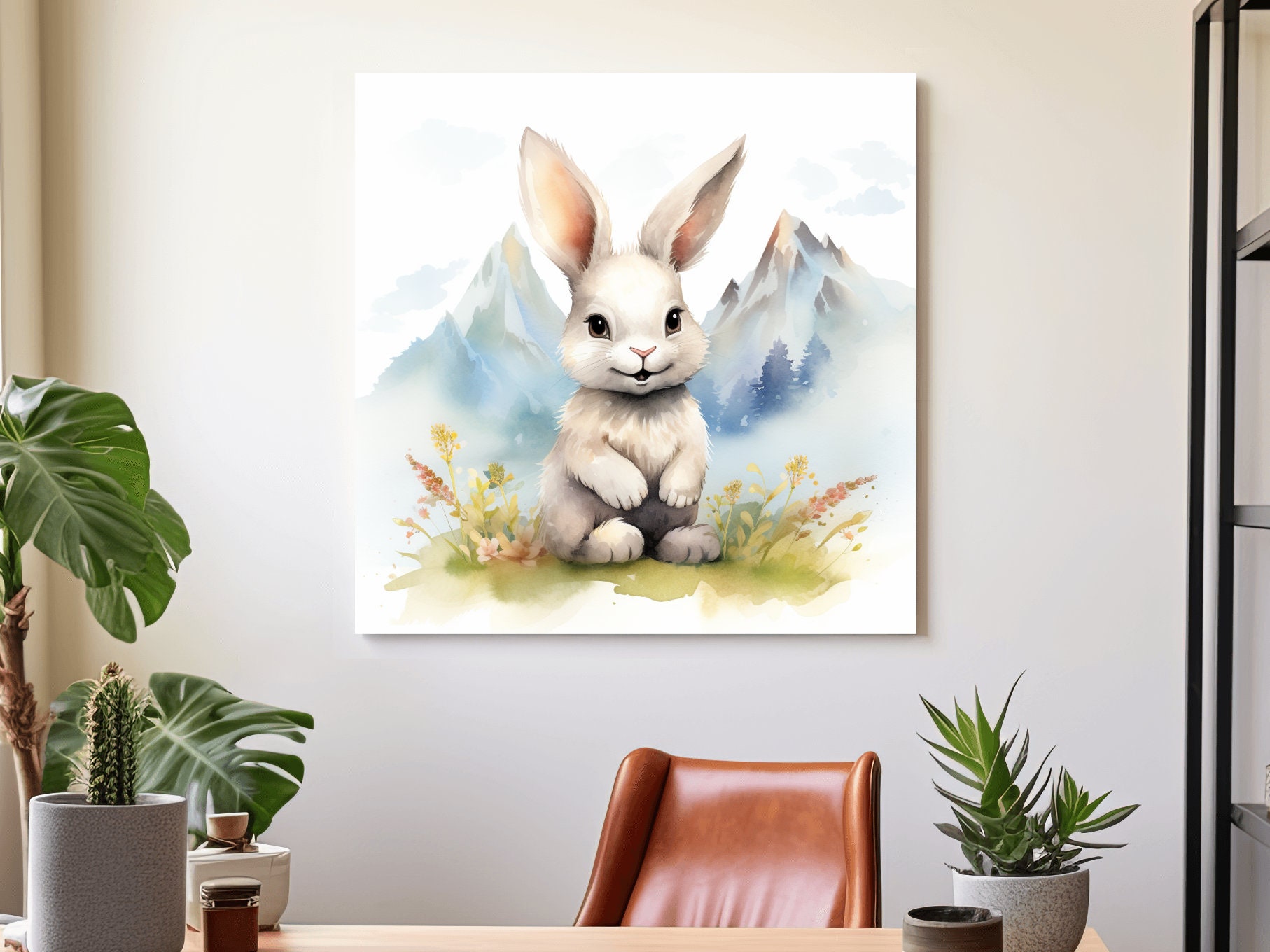 Nursery Art Watercolor Painting of a Cute Bunny Rabbit in - Etsy