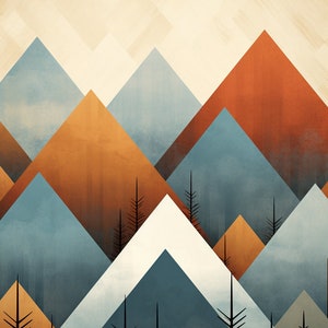 Geometric Triangular Mountain Patterns - Mid Century Style Art - Canvas ...