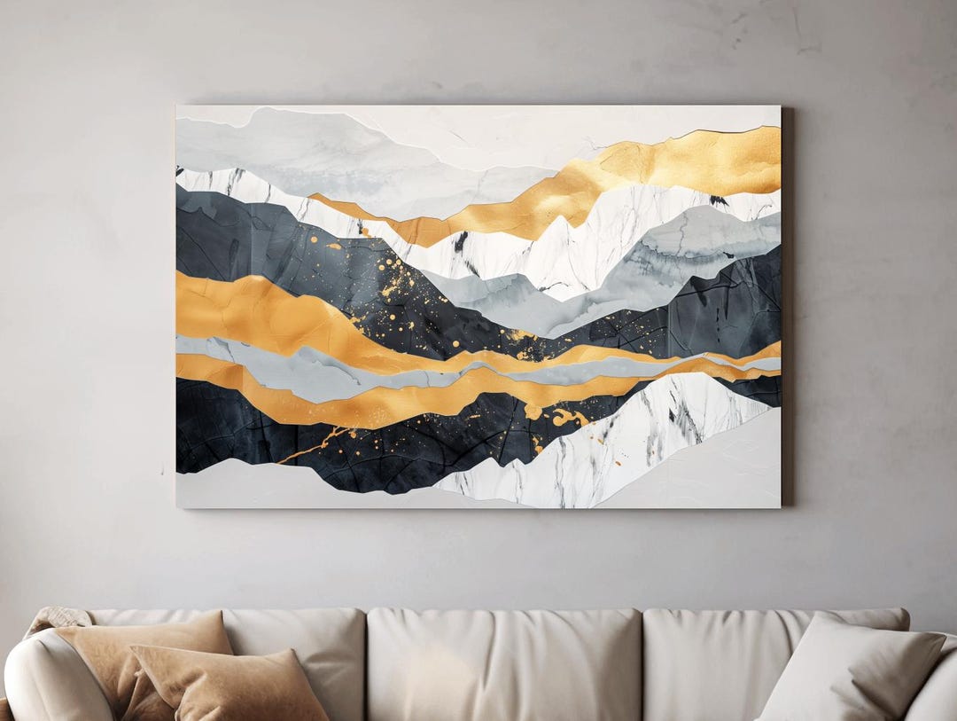 Abstract Layered Mountains - Elegant Modern Landscape Wall Art - Canvas ...