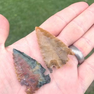 Arrowhead Bird Points - Two - Fancy Jasper & Polka Dot Agate - Stone ...