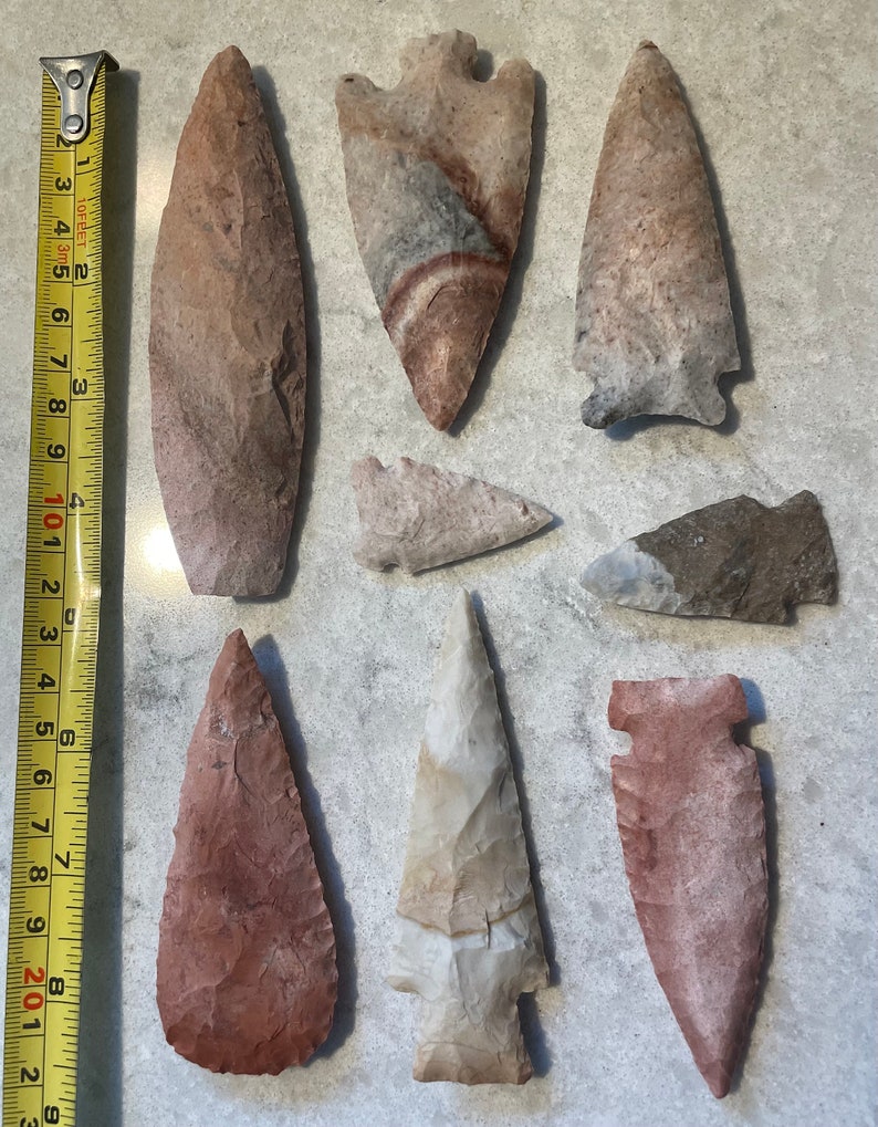 Lot of 8 Arrowheads - Lot of Arrowhead Points - Stone Arrowheads ...