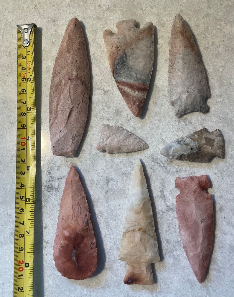 Lot of 8 Arrowheads - Lot of Arrowhead Points - Stone Arrowheads ...