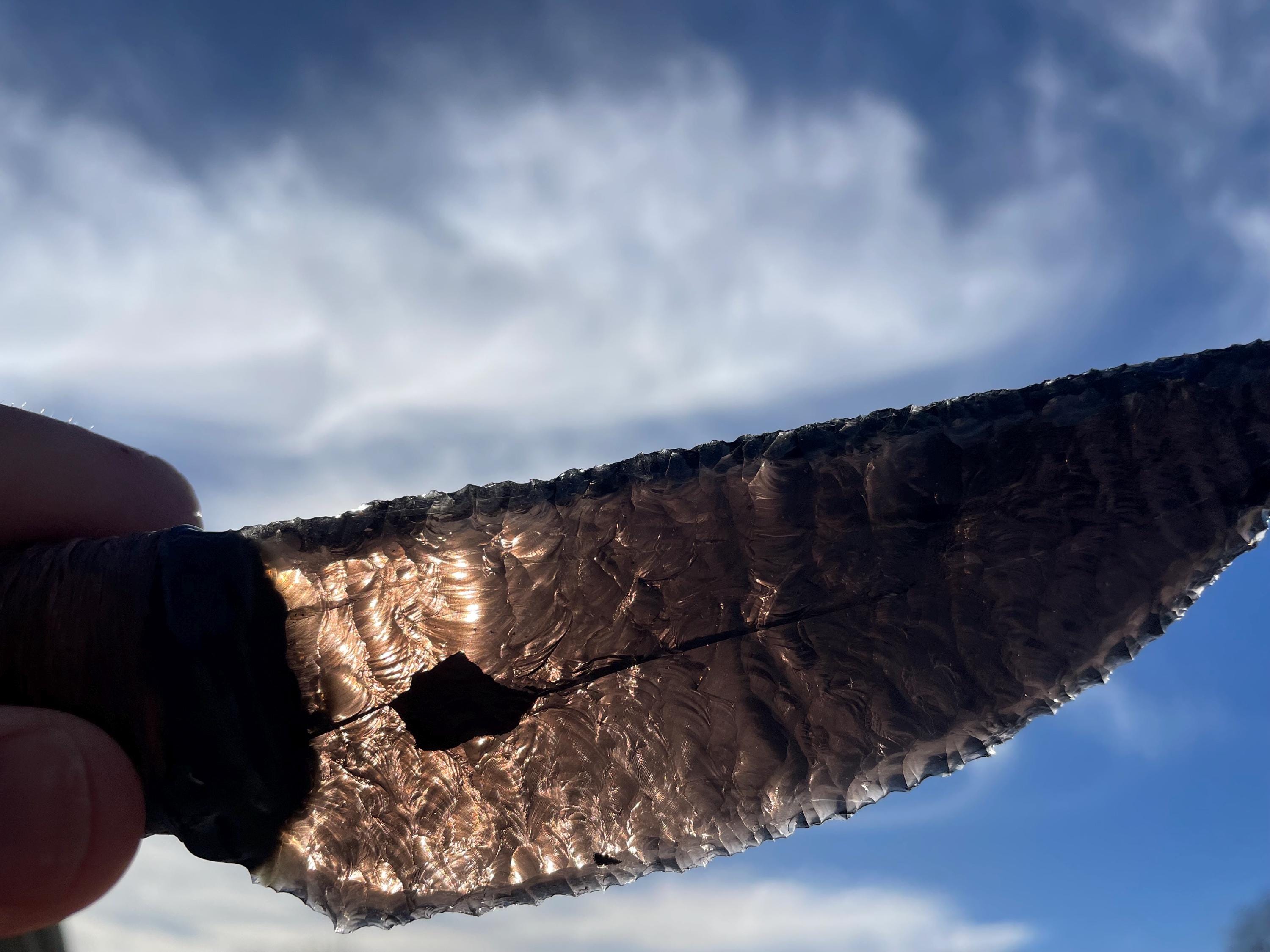 Huge Primitive Obsidian Stone Knife -unique Knife - Genuine Shed Antler ...