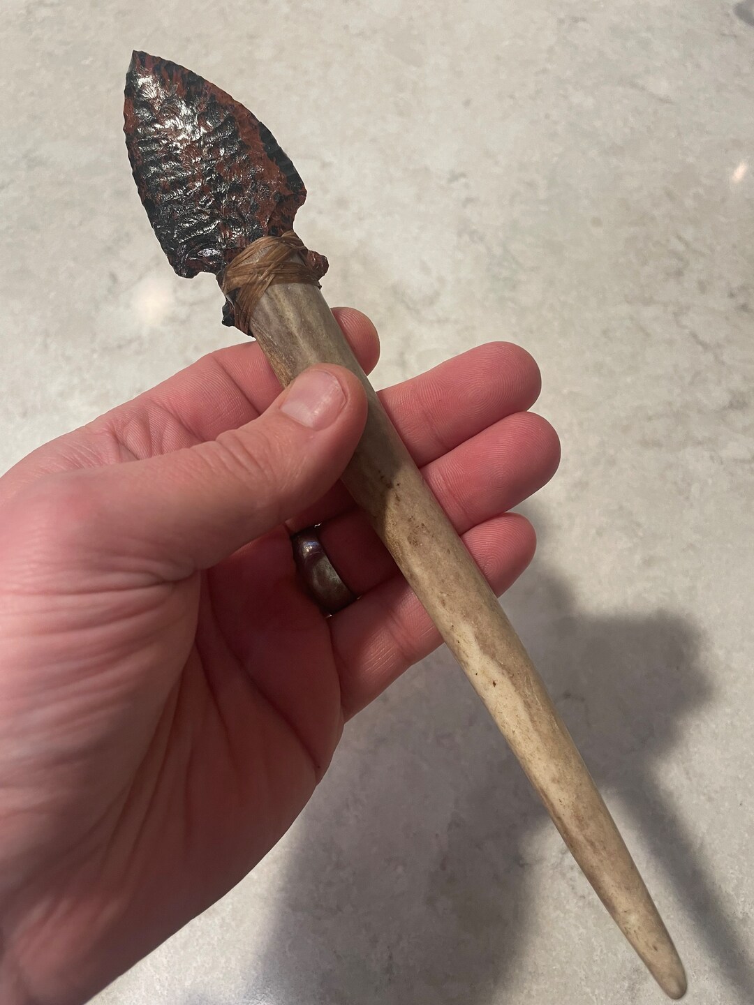 Mahogany Obsidian Dagger Genuine Antler Knives Stone Arrowhead Knife ...