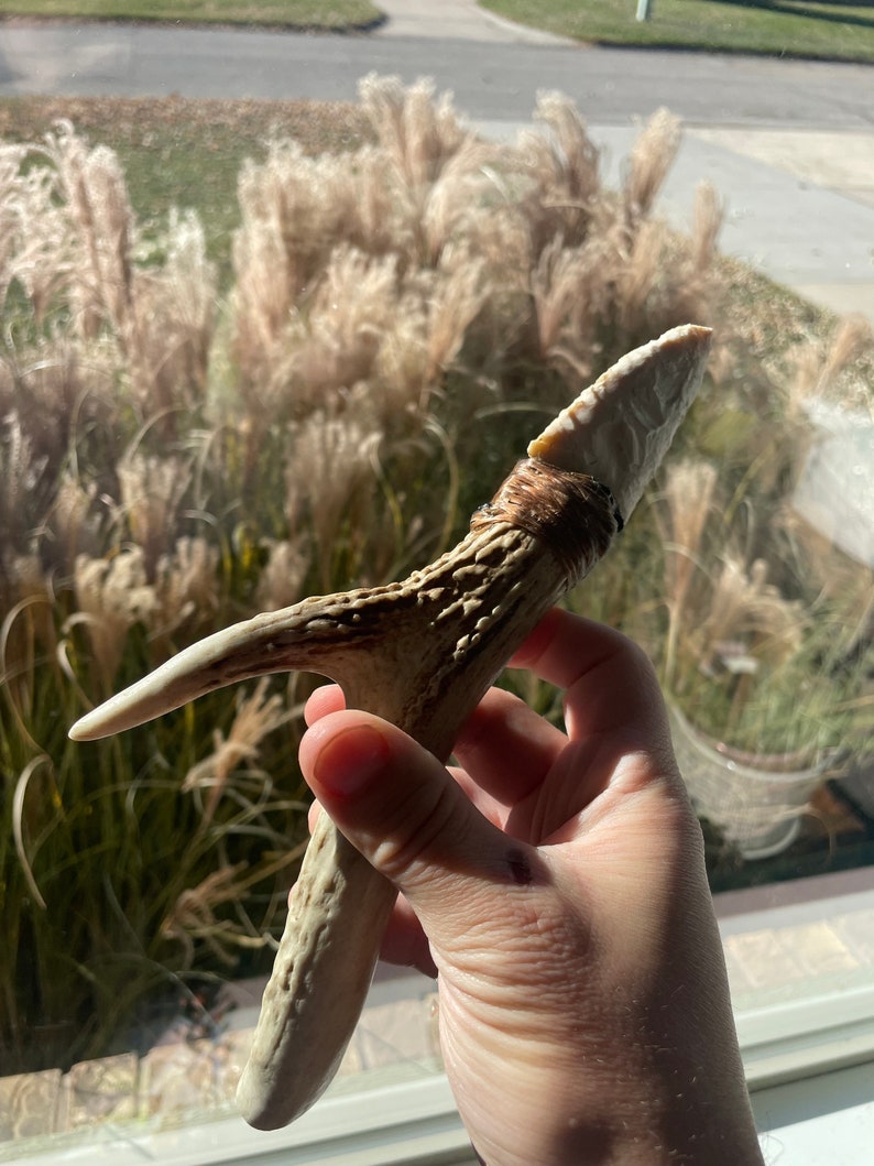 Chert/flint Knife With Antler Handle and Sinew Wrapping - Etsy