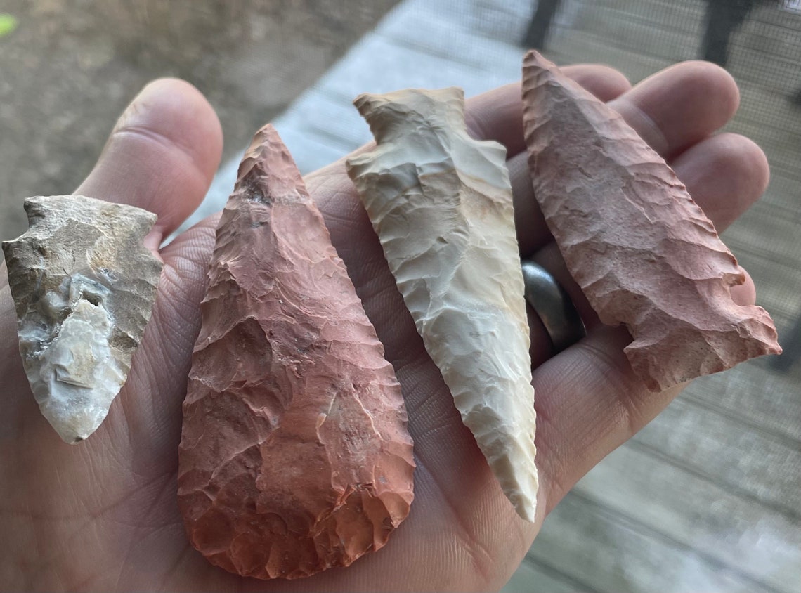 Lot of 8 Arrowheads - Lot of Arrowhead Points - Stone Arrowheads - Flintknapped Arrowheads ...