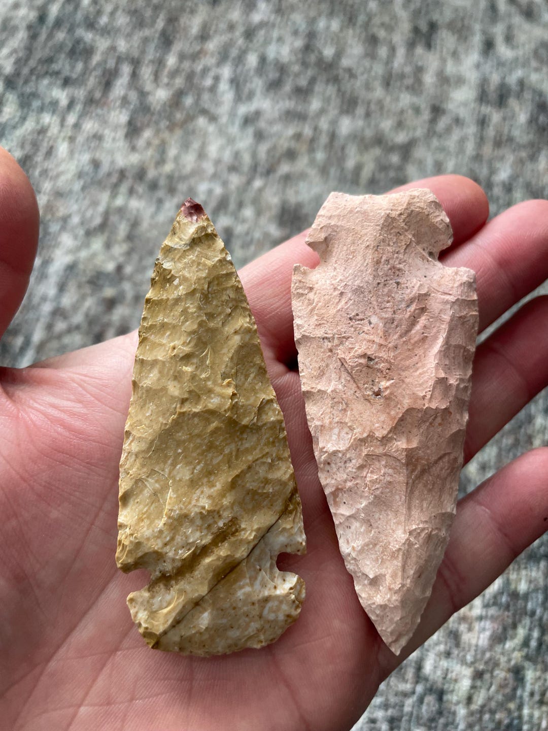 Arrowhead Points (pair) - Stone Arrowhead - Flintknapped Arrowhead - Homemade Gift - Dad Son ...