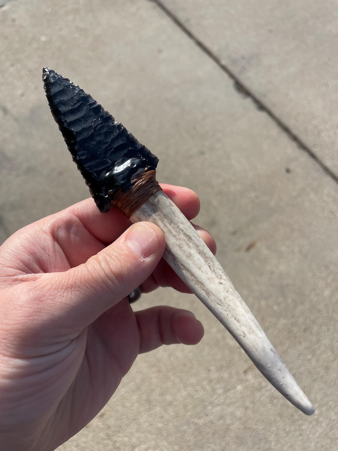 Obsidian Blade Antler Knife: Primitive Stone Knife - Etsy