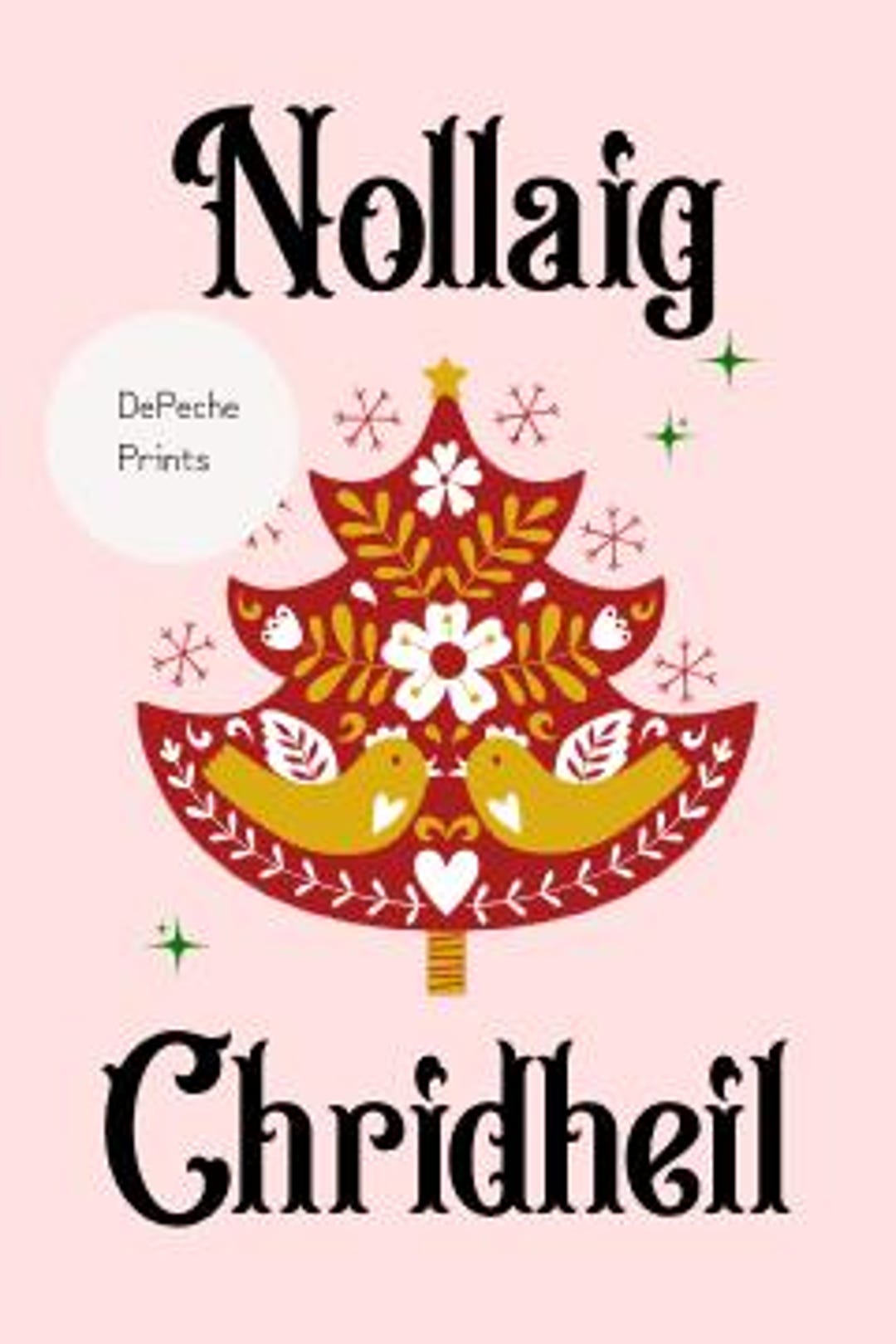 Gaelic Christmas Design, Nollaig Chridheil Folk Art Tree, Scottish ...
