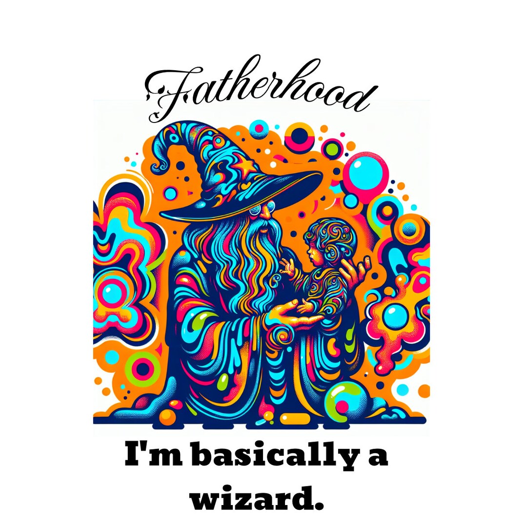 Funny Dad Wizard T-shirt Fatherhood Groovy Digital PNG Design Instant ...
