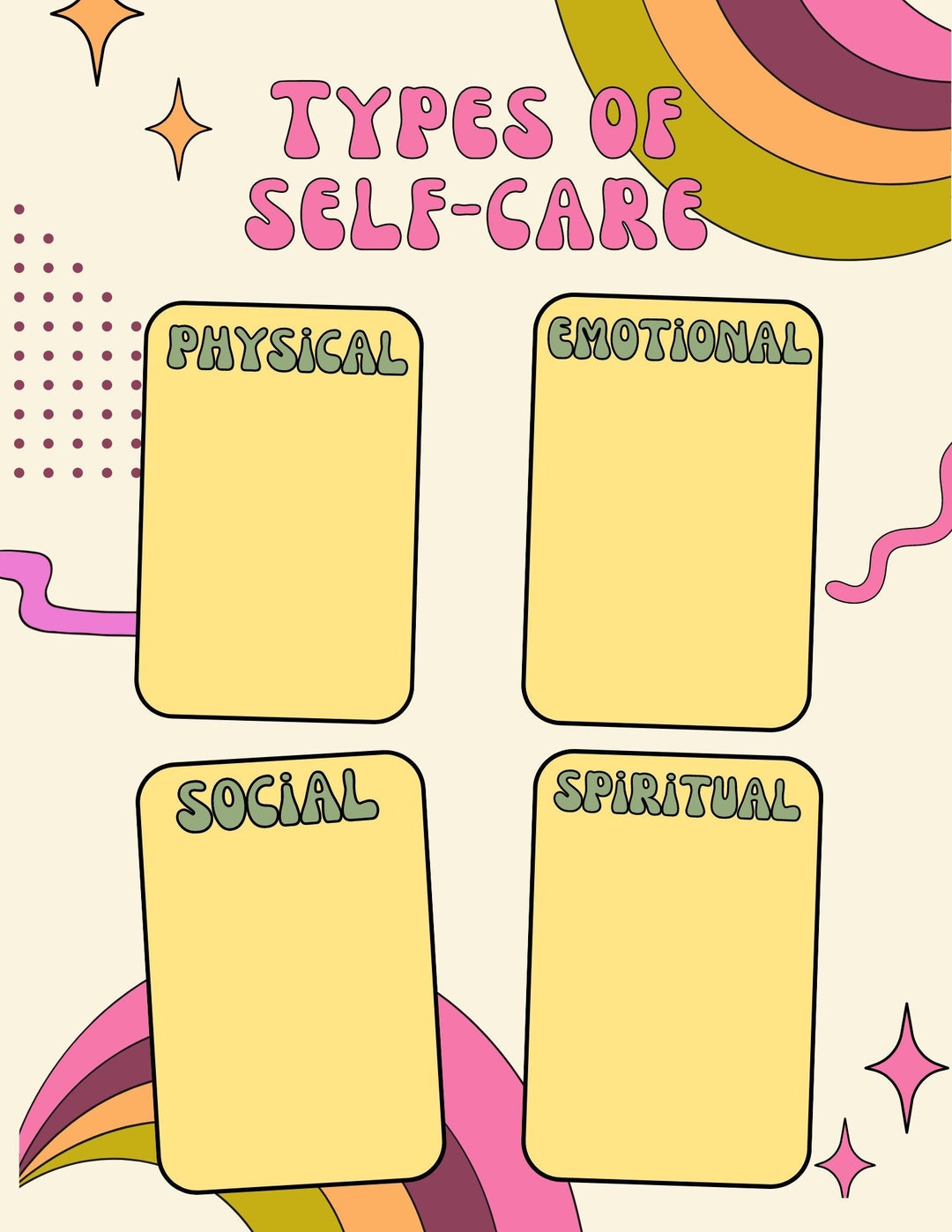 Self-care Worksheet - Etsy
