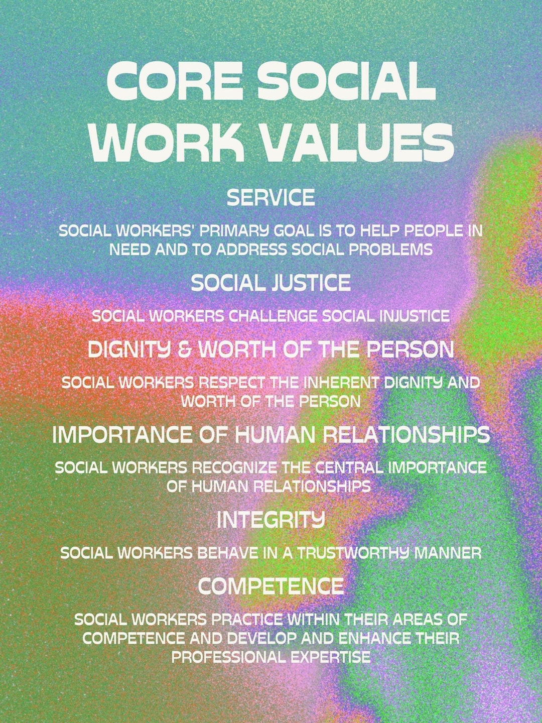 Social Work Values Print - Etsy