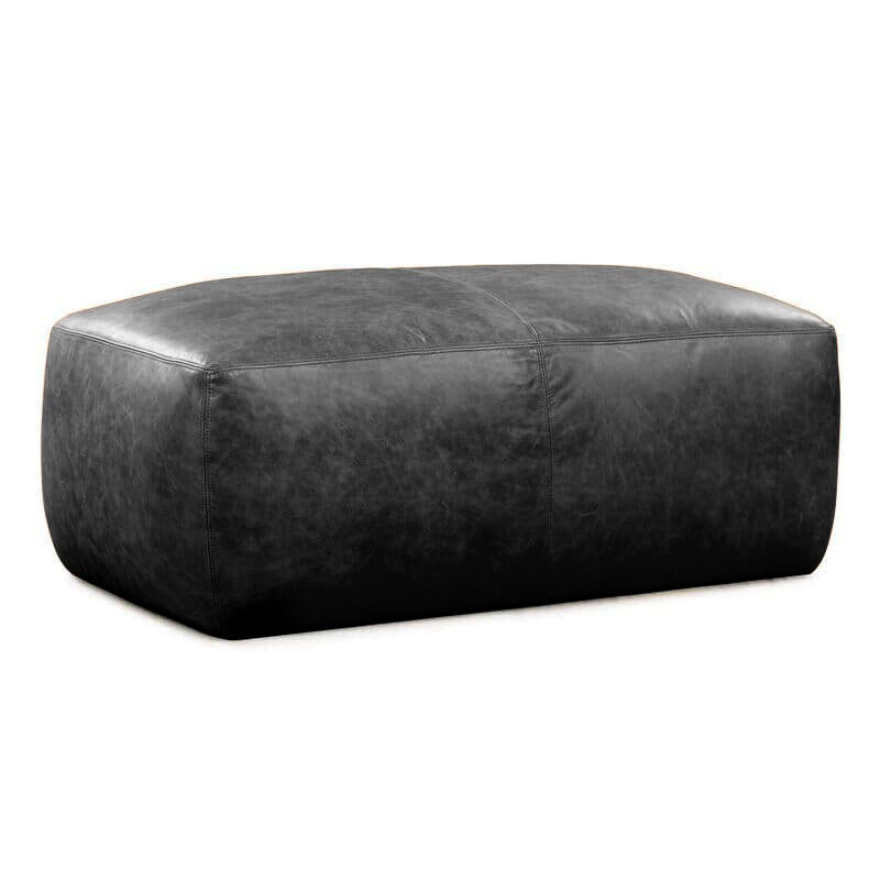 Black Leather Pouf Square Moroccan Leather Pouf Square Ottoman Pouf ...