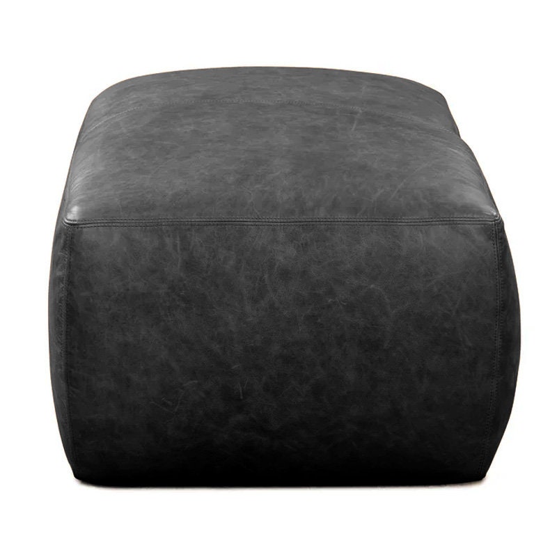 Black Leather Pouf Square Moroccan Leather Pouf Square Ottoman Pouf ...