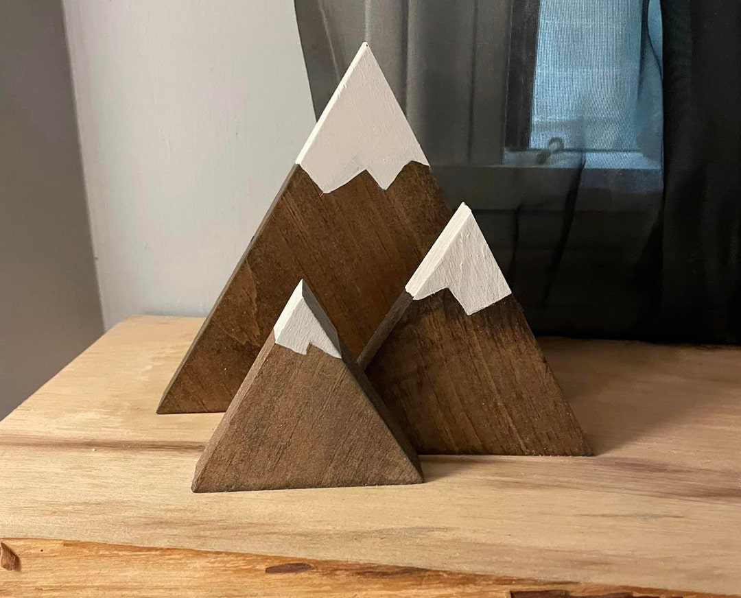Handmade Wooden Mountain Shelf Decor: Snow Capped Nursery Art - Etsy
