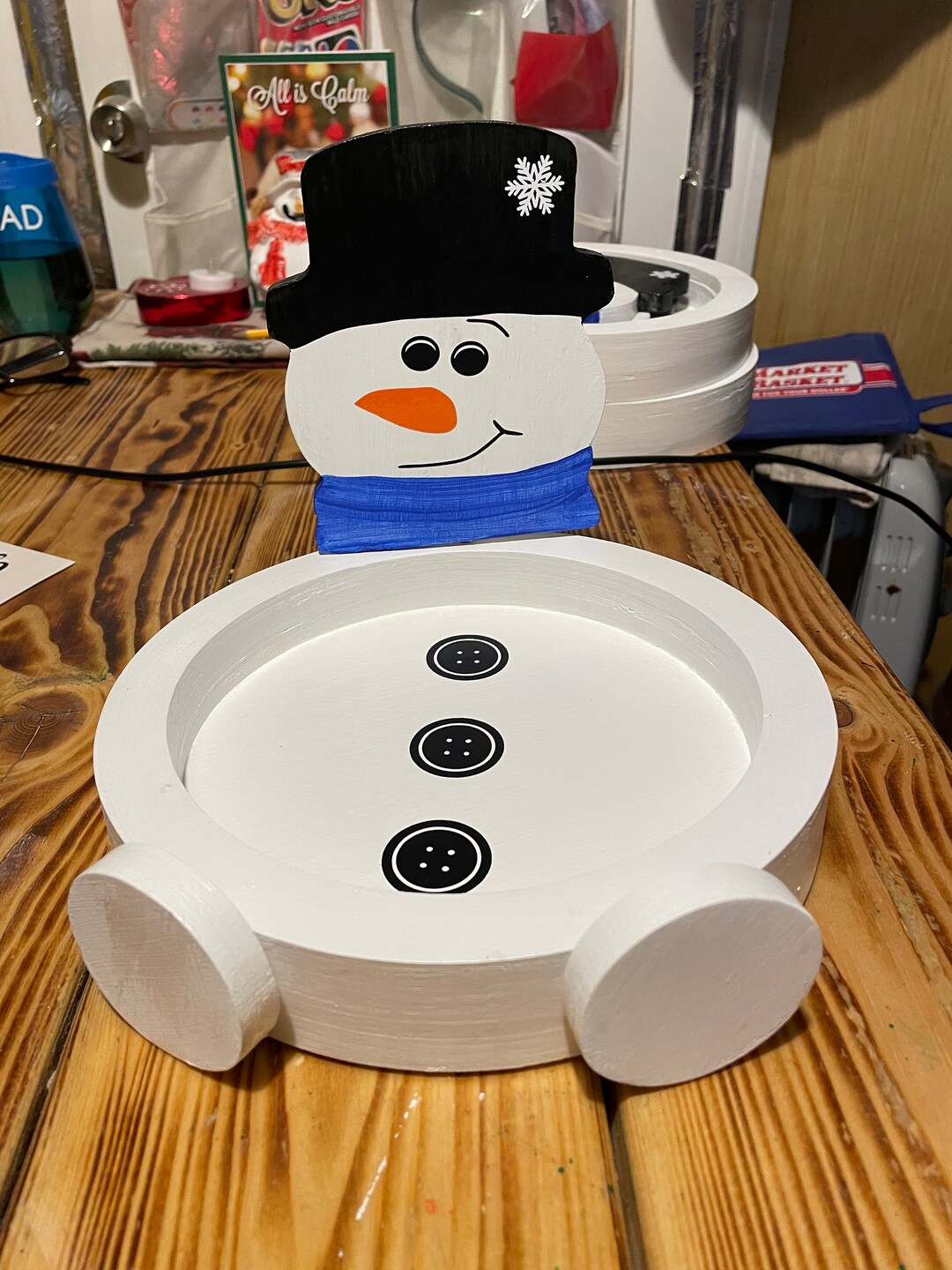 Snowman Candy Dish Bowl Bowl Display Candy Food Holder Candy Storage ...