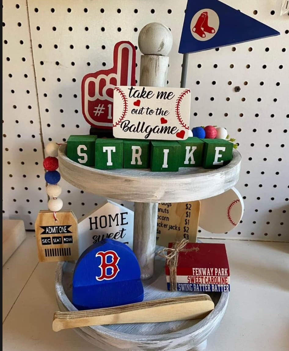 Baseball Tiered Tray Decor 10 Pc Set/ Baseball Shelf Sitter Decor/your ...