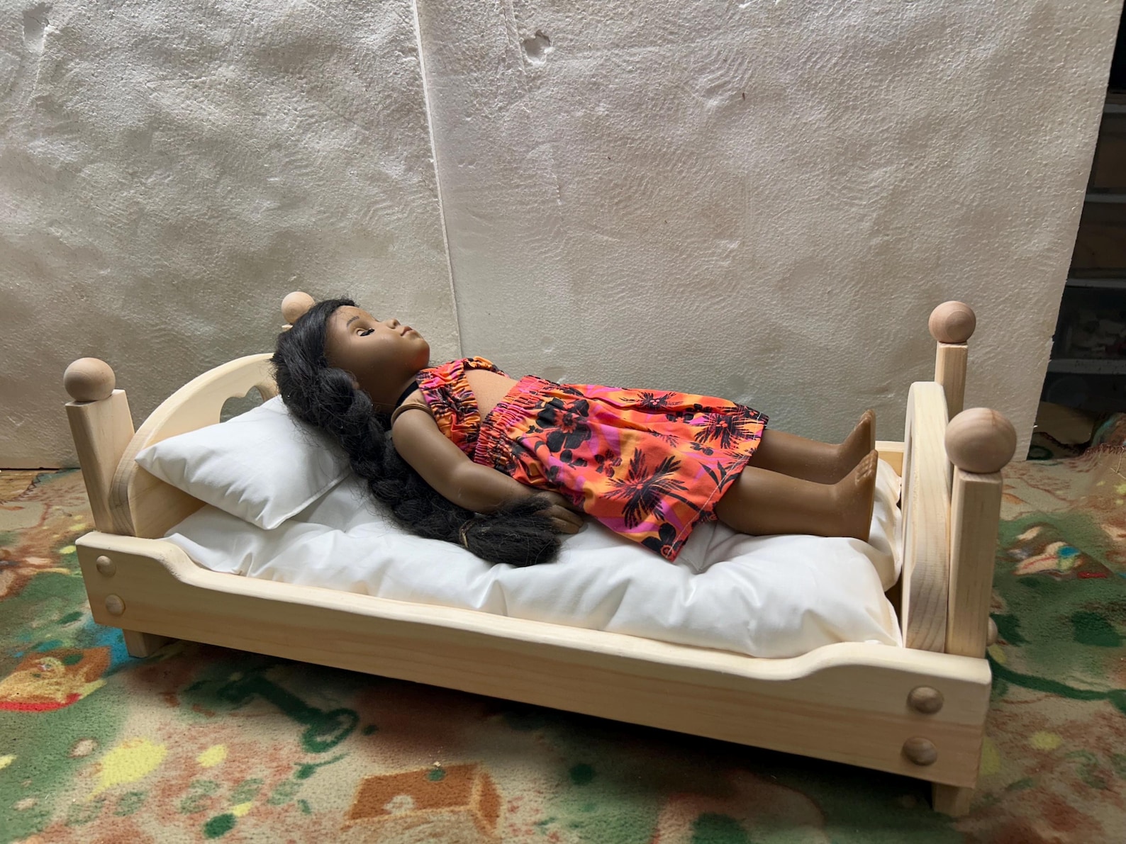 18 Inch Wooden Doll Bed for Dolls Like American Girl, Our Generation ...