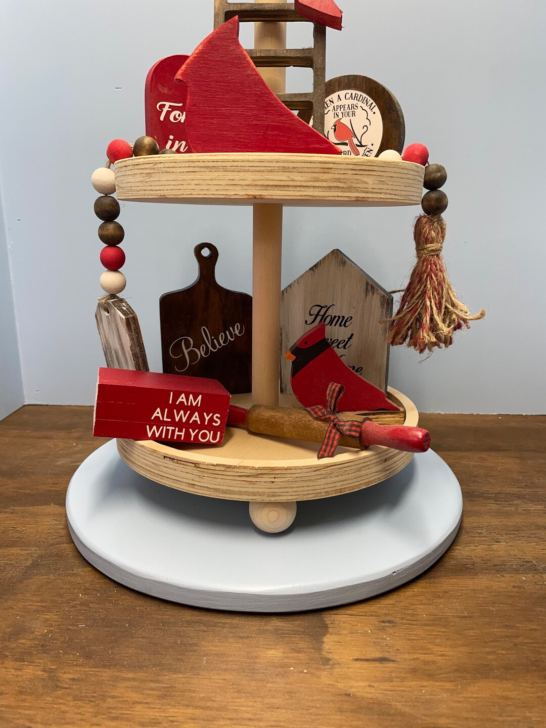 Red Cardinal Tiered Tray Decor Red Cardinal Decor for Home Decor Bird ...