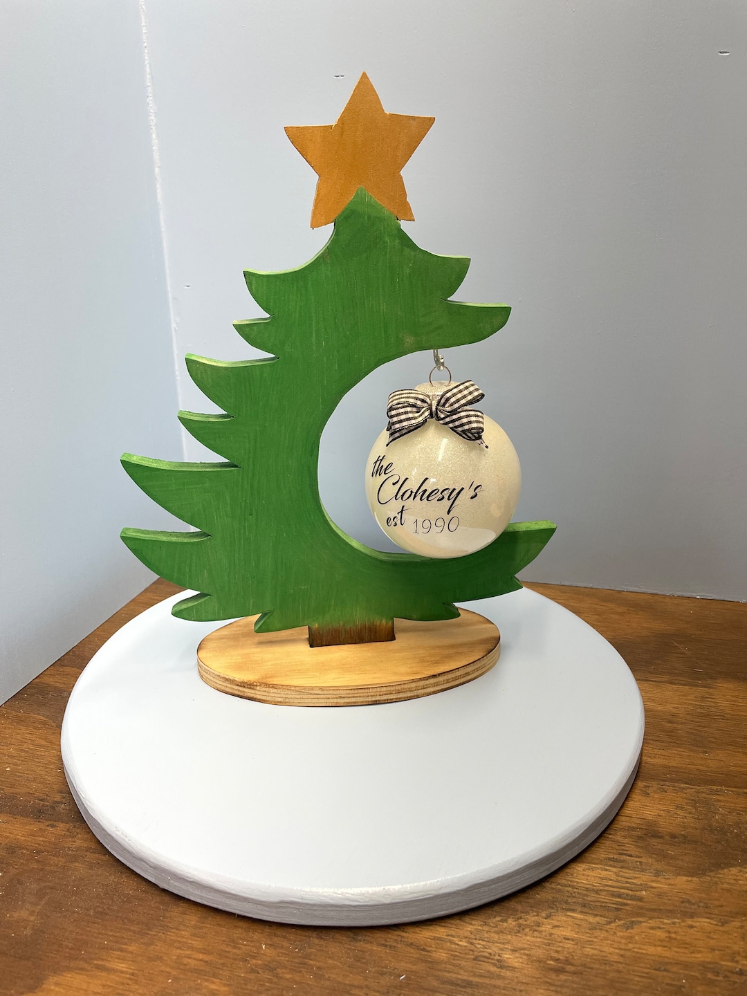 Christmas Ornament Display Stand: Wooden Tree Holder, Favorite Ornament ...