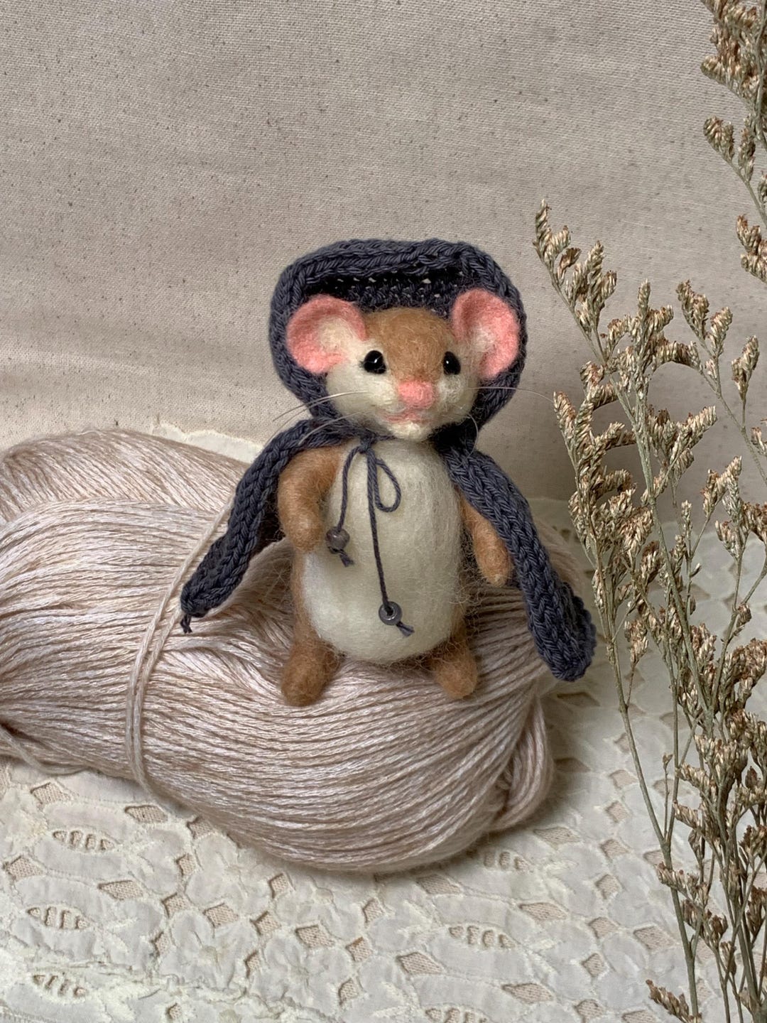 Needle Felted Mouse Art Doll – Handmade Wool Wanderer With Cloak - Etsy