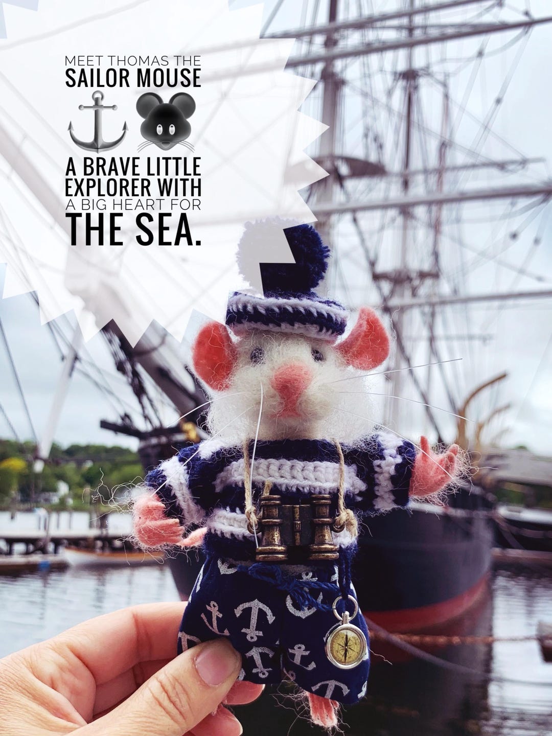 Needle Felted Mouse: Thomas the Sailor, Handmade Wool Nautical Figurine ...
