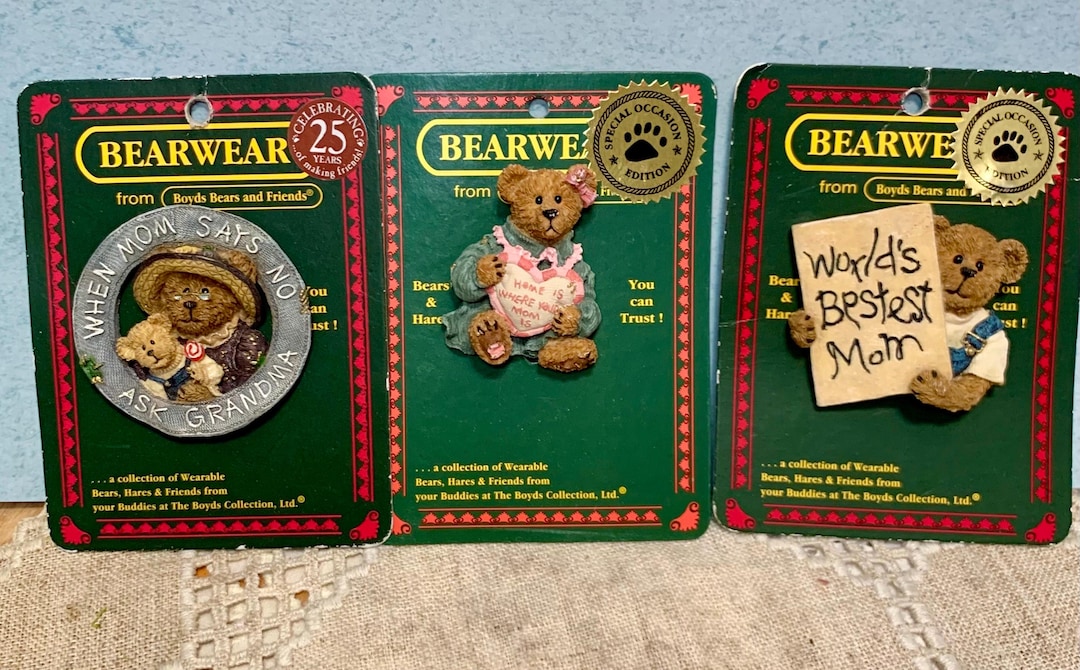 Boyds Bears Brooch Pin Set: Vintage Teddy Bear Mom Pins - Etsy