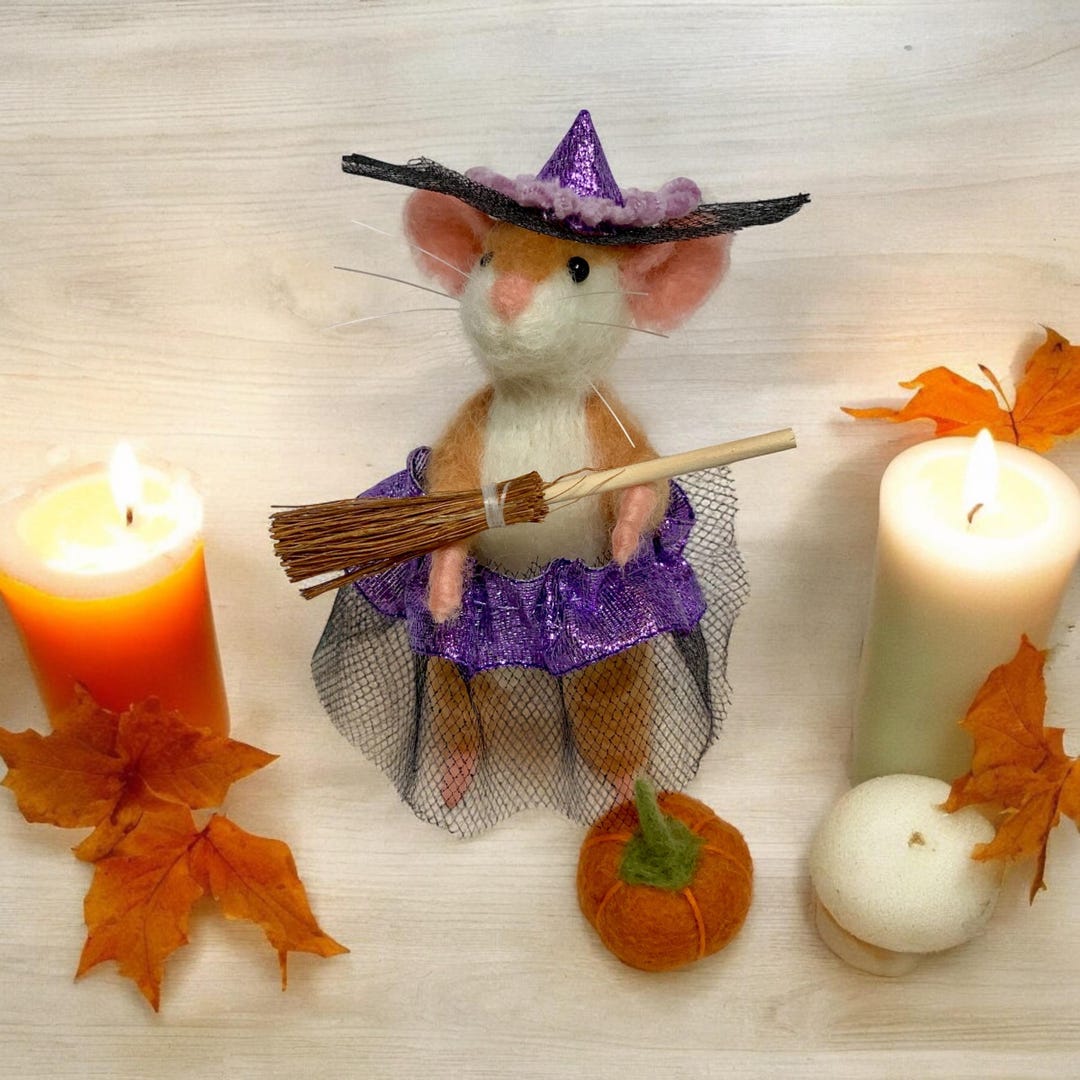 Witch Mouse Needle Felted Little Red Pippa Cute Toy Waldorf Inspired ...