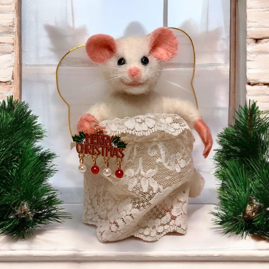 Angelina the Christmas Mouse Angel – Needle-felted Holiday Decor ...