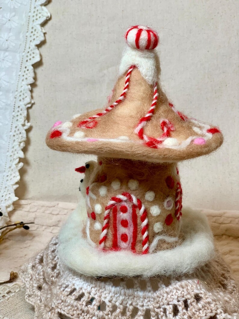 Needle Felted Mushroom House – Winter Gingerbread Cottage – Christmas ...