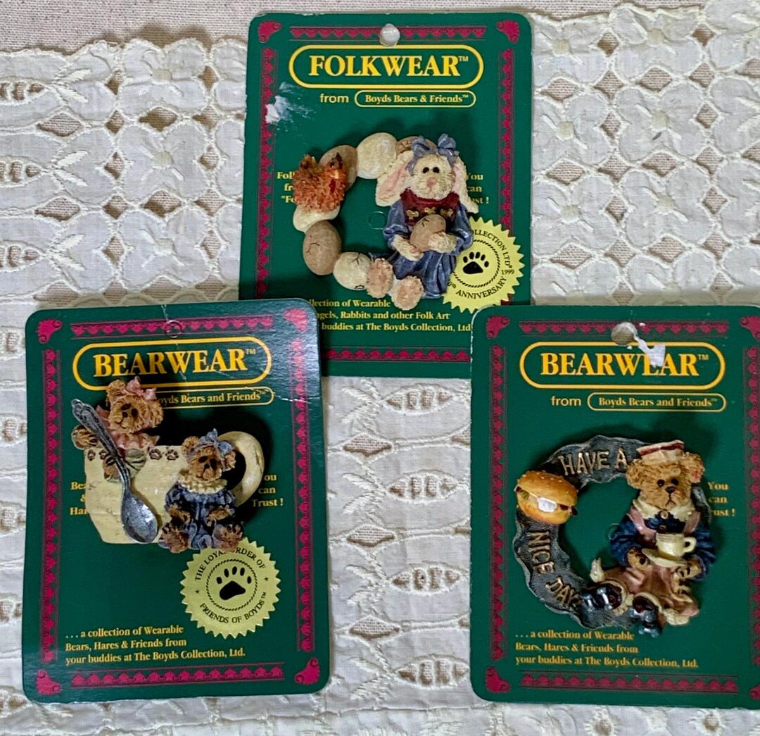 Vintage Boyds Bears Resin Pin Set: Collectible Teddy Bear Brooches - Etsy