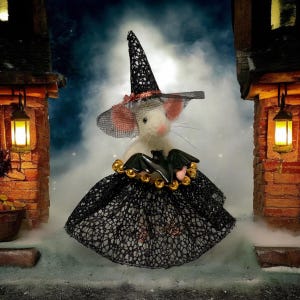 Little White Mouse Pippa Witch Cute Toy Waldorf Inspired Sweet Stuffed ...