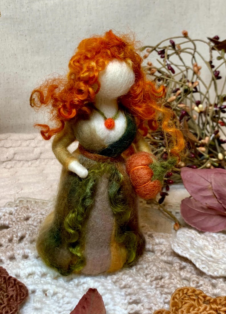 Needle-felted Wool Pumpkin Fairy Doll: Fall Harvest Decor - Autumn ...