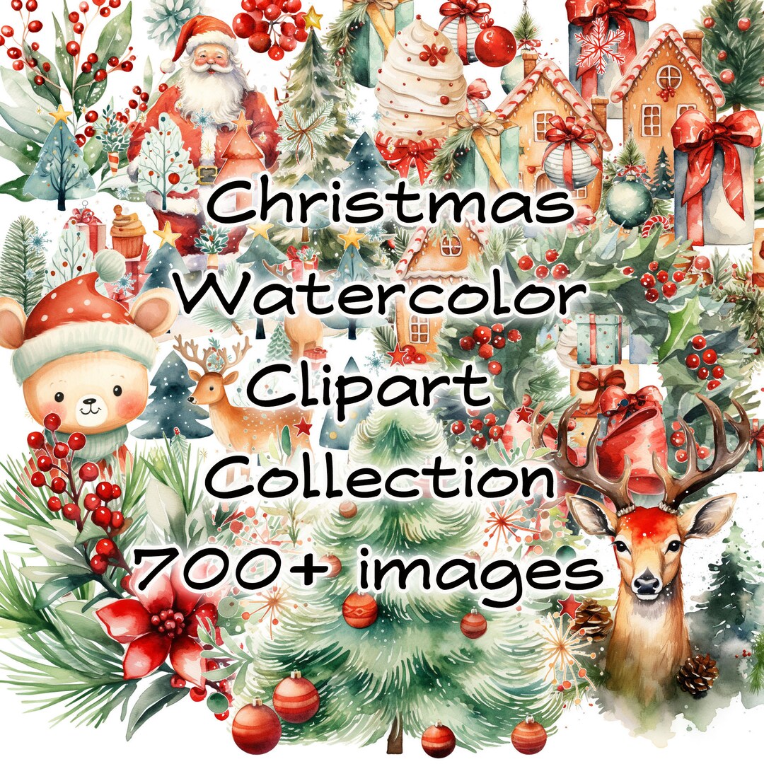 Christmas Watercolor Clipart - 99 Pages, 700+ Images - Holiday Digital ...