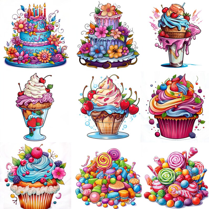 Delectable Delights Clipart Collection 200 Fun Food Images Cake, Sundae ...