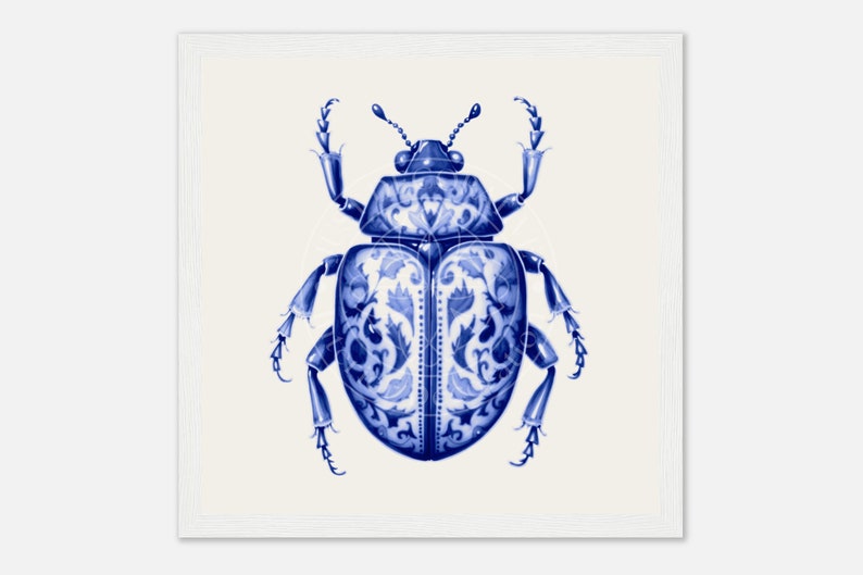 Dutch Delft Blue Insects Triptych Poster Print, Set of 3, Interior Wall ...