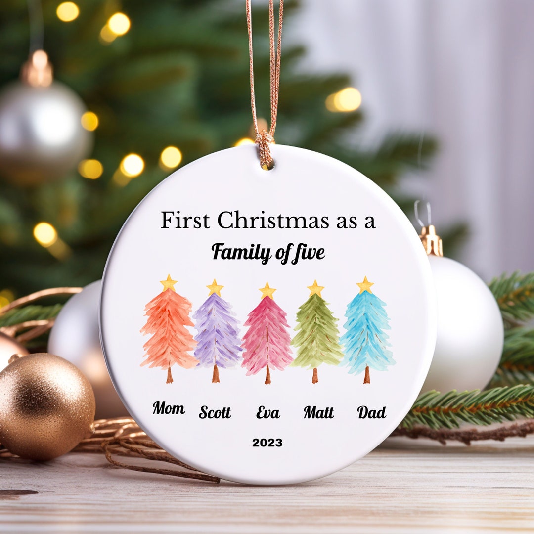 Personalized Family of Five Christmas Ornament: Keepsake Holiday Decor ...