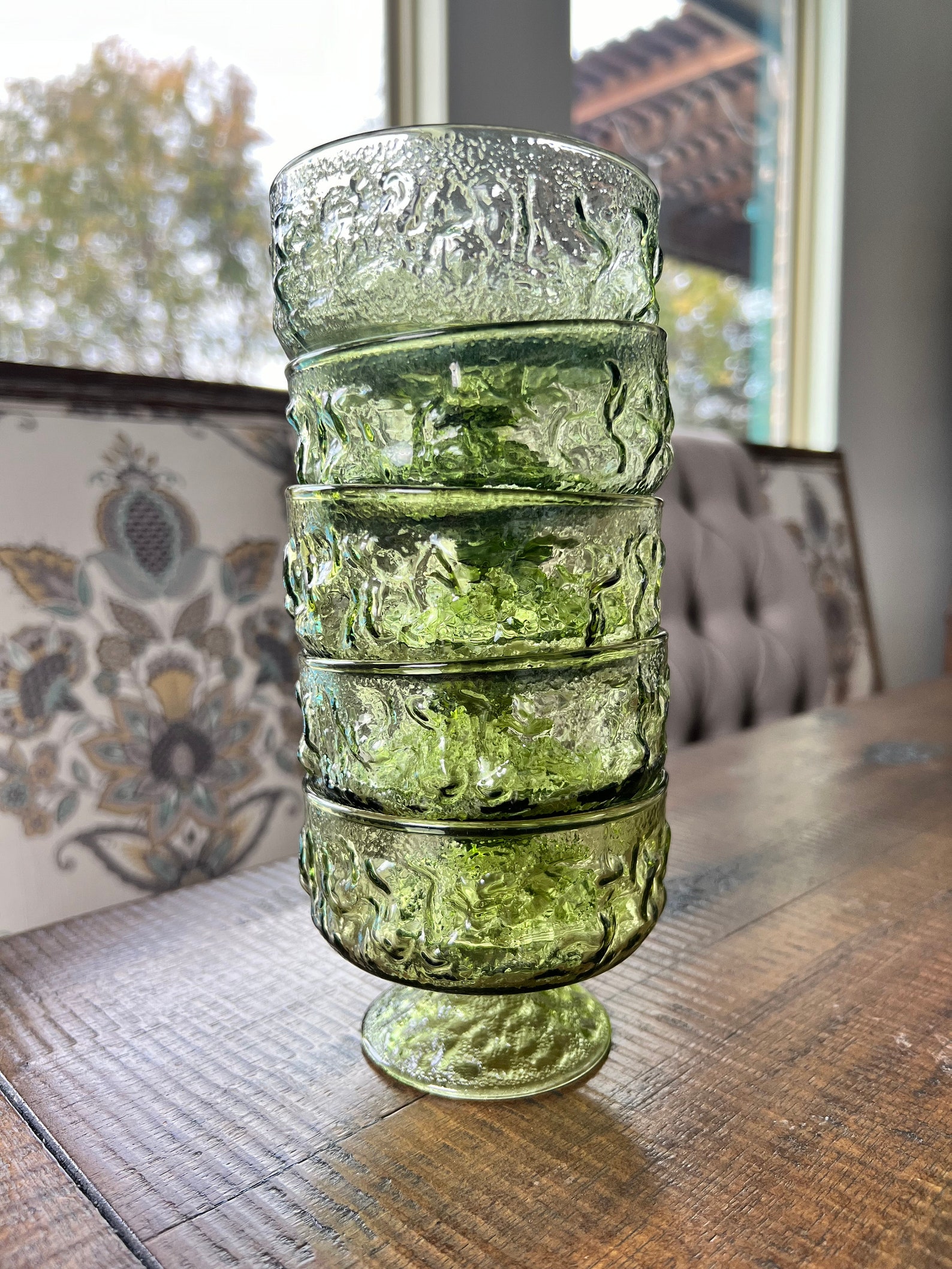 SET OF 5 Vintage Anchor Hocking Lido Milano Glasses Avocado Green - Etsy
