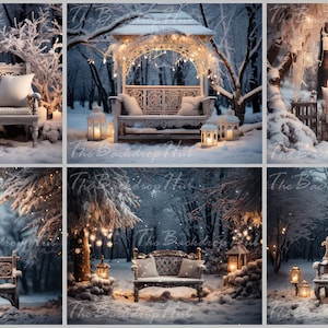 12 Winter Wonderland Digital Backdrops, Portrait Backdrop, Photoshop ...