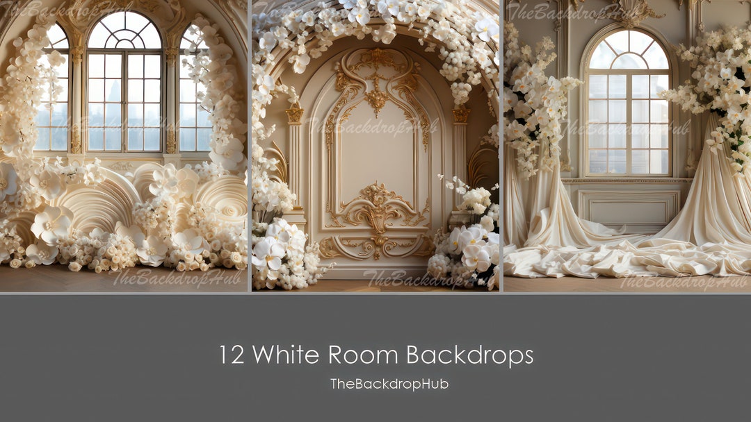 12 White Room Backdrops, Flower Background, Photoshop Overlays, Photo ...