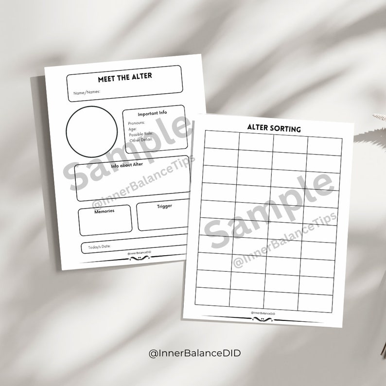 DID Alter Worksheets: Printable Workbook for Therapy (PDF) - Etsy