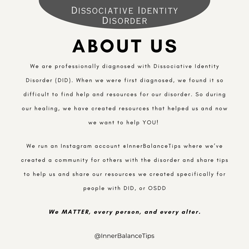 Printable Journaling Worksheets for Dissociative Identity Disorder ...